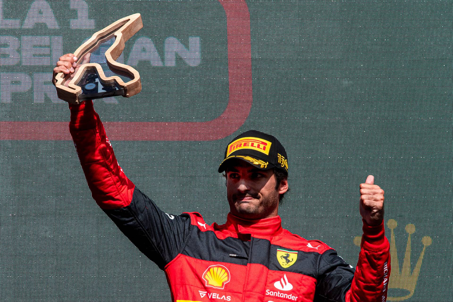 Carlos Sainz finishes on the podium of the Belgian GP